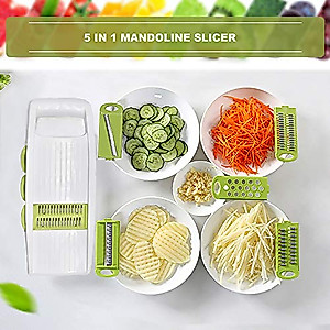 NACOLUS 5 in 1 Mandoline Slicer Vegetable Slicer Mandolin Multi Blade Potato Veggie Slicer Vegetable Cutter Julienne Shredder Potato Slicer