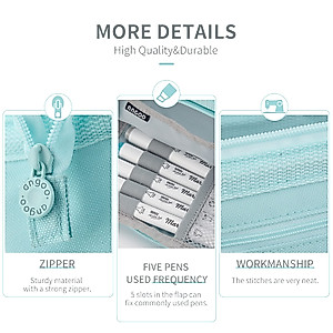 HVOMO Pencil Case Large Capacity Pencil Pouch Handheld Pen Bag Cosmetic Gift for Office School Teen Girl Boy Men Women Adult (Blue)