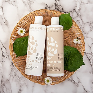 Purezero Coconut Milk Moisturizing Shampoo - 12 Fl Ounce - Intense Hydration & Increase Shine - Fight Dandruff & Frizz - Zero Sulfates, Parabens, Dyes - 100% Vegan & Cruelty Free
