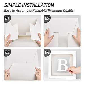 Baby Boxes With 4 pcs Letters White Clear Balloon Box Blocks for Baby Shower and Birthday Party