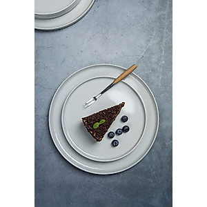 famiware Nebula 6 Pieces Dinner Plates, 10.2" Plates Set, Scratch Resistant, Stoneware Dinnerware, Kitchen Modern Rustic Dishes, Light Gray