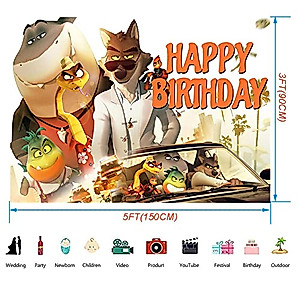 The Bad Guys Movie Theme Backdrop，Bad Guys Banner for Kids Happy Birthday Party Decoration, 5 x 3 ft The Bad Guys Photography Background for Baby Shower