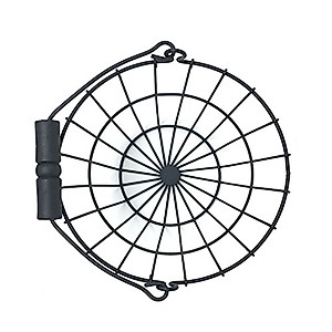 Wire Egg Basket, Round with Wood Handle, Black by EggBaskets