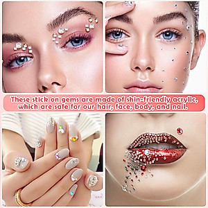 4576 Pieces Hair Pearls and Face Rhinestones Stickers, Self Adhesive Stick on Pearls Bling Gems Jewels Stickers for Hair Face Body Makeup Clothes Shoes Bags DIY Craft and Decorations