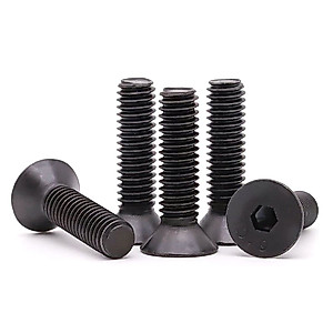 RoyceMart M6 x 20mm (30 Pack) Flat Head Socket Head Cap Screws, Grade 10.9 Black Oxide Finish, Machine Screws Full Thread Coverage