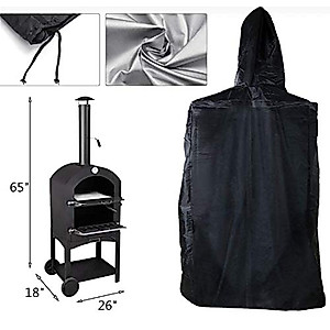 Waterproof Pizza Oven Cover - Heavy Duty 600D Protective Grill Cover Charcoal Fired Bread Oven Smoker BBQ, 26"L x 18"W x 65"H