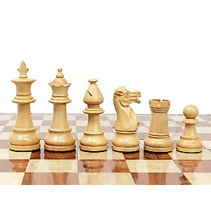 House of Chess - Victorian Staunton Golden Acacia Wood Chess Set - 14 x 14 Inches Wooden Folding Chess Board with Algebraic Notation - Wooden Chess Pieces with King Height 3 Inches + 2 Extra Queens