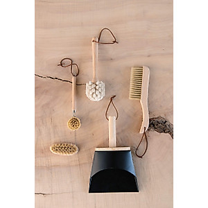 Creative Co-Op Beech Wood Dish Brush with Leather Strap