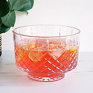 Viski Admiral Crystal Punch Bowl - Vintage Style Glass Punch Bowl for Parties - Serveware for Cocktails, Dishwasher Safe 2.5 Gallons 320oz Set of 1.