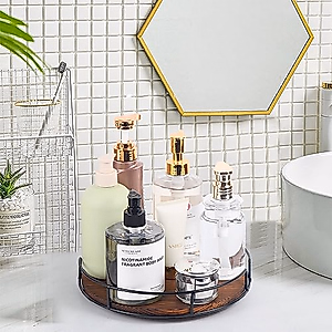 [ 2 Pack ] 9"& 10" Lazy Susan Organizer - Non-Skid Wood Turntable Organizer for Cabinet, Pantry, Kitchen Countertop, Refrigerator, Spice Rack, Carbonized Black