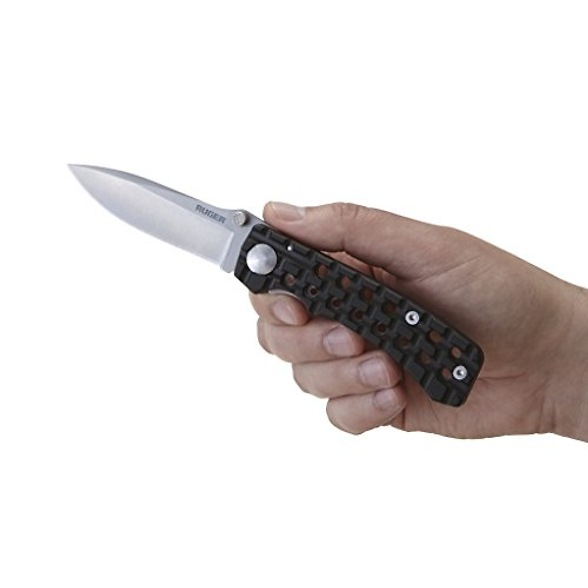 CRKT Ruger Go-N-Heavy Compact EDC Folding Knife with Sheath: Heavy Duty Outdoor, Everyday Carry, Plain Edge Blade, Thumb Stud, Liner Lock, Aluminum Handle, Nylon Sheath R1803