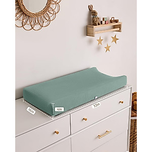 Muslin Changing Pad Cover for Baby Girls Boys, Cotton Natural Comfort Diaper Change Table Pad Covers, Ultra Soft Breathable Boho Changing Pad Sheets, 2Pack (Roman Green&Botanical Leaf)