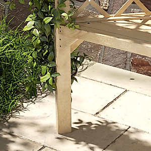 Outsunny 55" Garden Arch Bench, Lattice Backrest for Climbing Plants and Vines Outside On Lawn, Porch, Deck, Wooden Trellis Park Bench for Outside with Slatted Seat, Natural