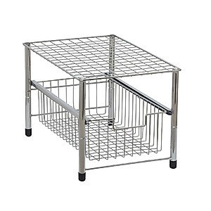 Household Essentials Silver 1237-1 Free Standing Pull Out Cabinet Organizer Shelf | Single, 16.5" Deep