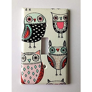 Turquoise And Coral Owls Light Switch Plate Cover Various Sizes Offered