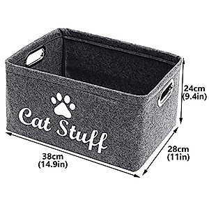 Geyecete Cat Apparel & Accessories/Cat Toys/Pet Supplies Storage Basket/Bin with Handles, Collapsible & Convenient Storage Solution for Office, Bedroom, Closet, Toys, Laundry(Grey)