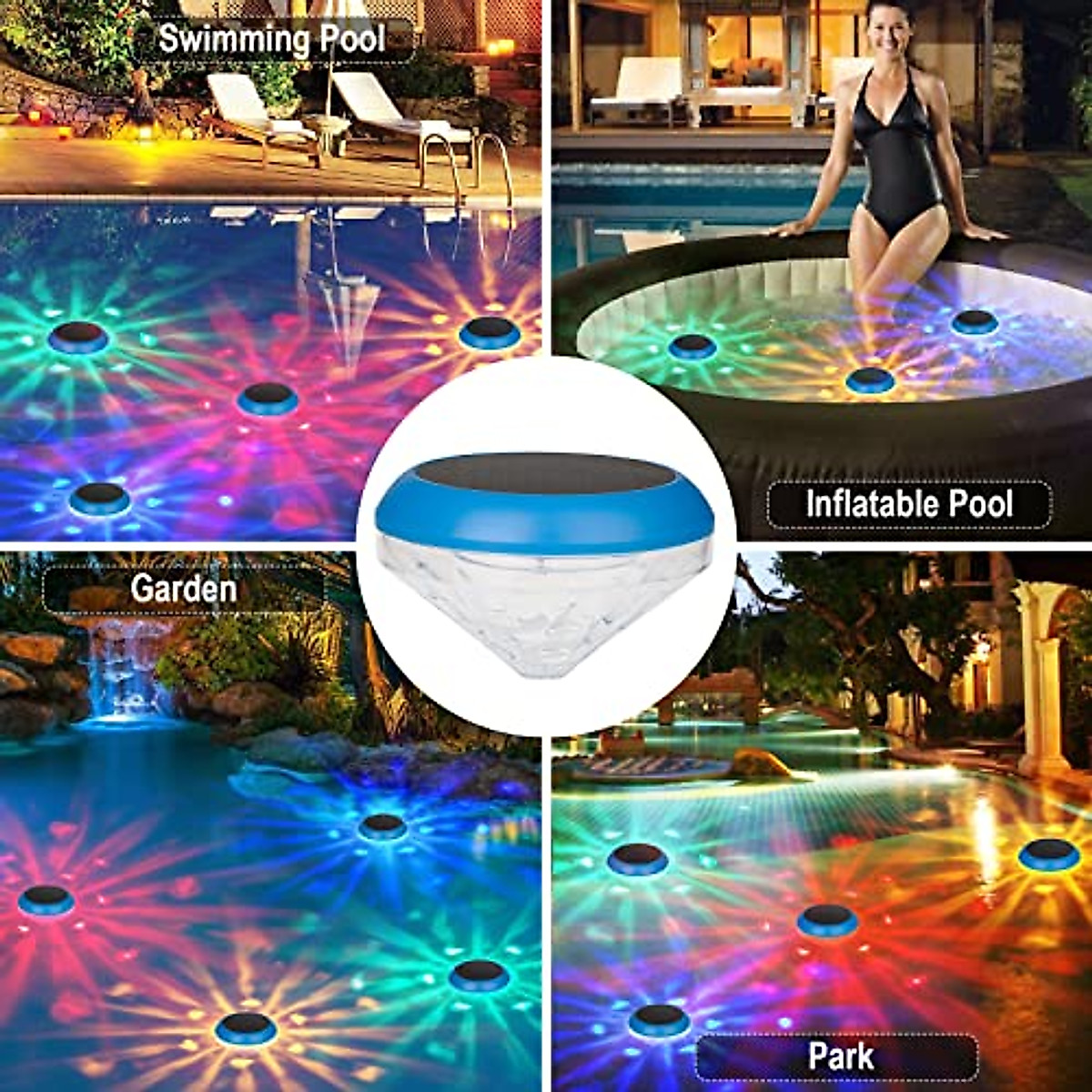 Floating Pool Lights Solar Powed,LED Pool Lights with RGB Color Changing Waterproof Solar Pood Lights for Swimming Pool at Night,Outdoor LED Pool Lights That Float for Pool,Pond,Hot tub,Garden-1 PACK