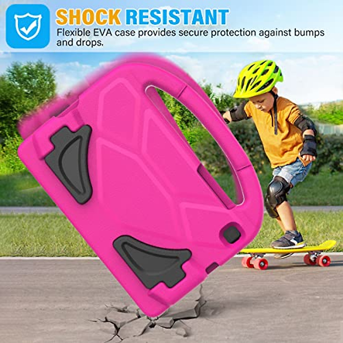 SUPLIK Kids Case for Samsung Galaxy Tab A 8.0 inch 2019 ONLY(SM-T290/T295), Galaxy Tab A 8.0 2019 Case with Screen Protector, Durable Shockproof Handle Stand Protective Cover, Pink