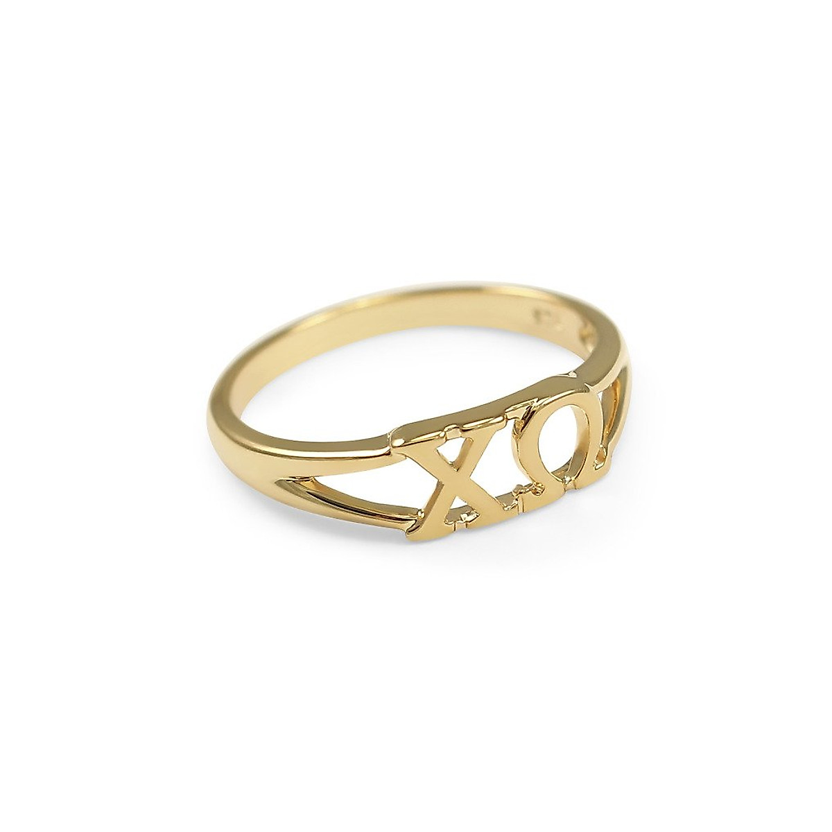 The Collegiate Standard Chi Omega 14k Gold Plated Sorority Ring with Greek letters