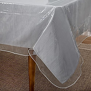 Home Details Oblong Tablecloth Protector | 60” x 120” | Kitchen | Durable Construction | Crystal Clean Vinyl