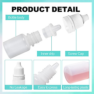 Olutacot 220 Pcs Dropper Bottles Eye Dropper Bottle Bulk Small Plastic Liquid Container Portable Squeezable Eye Liquid Dropper with Caps and Plug for Oil Eye Liquid Storage (5ml)