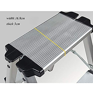 PENGJIE Folding Ladder Step Stool Ladder Stool 4 Step Folding Aluminum Heavy Duty Steel Portable Anti Slip Mat Tread Compact 150 Kg Capacity