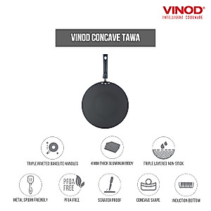 Vinod 25 cm Nonstick Induction Concave Tawa, 10"