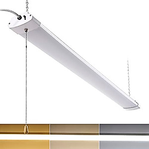 Greess 1 Pack 4 Foot LED Shop Light, 4FT 48W Linkable LED Shop Light for Garage, 3000K&4000K&5000K Selectable LED Integrated Ceiling Light Fixture,Hanging&Ceiling Mounting with Pull Chain