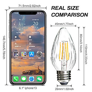 ROMANJOY F15 4W LED Light Bulbs, LED Porch Light Bulbs, E26 Medium Base, Dimmable 2700K Warm White LED Post Bulb 40w Equivalent, Outdoor Decorative Chandelier Lantern Lamp, 4-Pack…