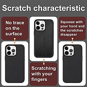 maogoam Leather Case for iPhone 12/iPhone 12 Pro Compatible with MagSafe, Genuine Vintage Oil Wax Crazy Horse Cowhide Leather Case Cover, Built-in MagSafe Charging Pop-ups, Handcrafted, Black