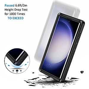 Lanhiem Samsung Galaxy S23 Ultra Case, IP68 Waterproof Dustproof, Built-in Screen Protector, Rugged Full Body Shockproof Protective Cover for Galaxy S23 Ultra 5G 6.8 Inch, Black/Clear