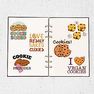 50 Pieces Cookie Stickers Cute Snack Cake Chocolate Chip Cookie Sticker Pack Waterproof Vinyl Decors for Phone Water Bottle Laptop Scrapbook Lunch Box Skateboard for Children (Cookie)