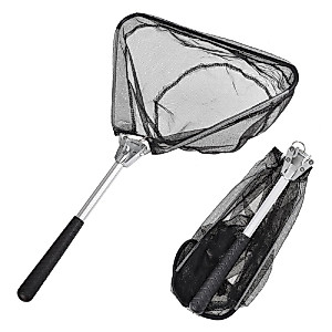 ZZWIF Foldable Fishing Landing Net Light Weight Portable Fishing Dip Net Extending Small Net for Fly Fishing Trout Bass Catch and Strong Aluminum Alloy Handle Durable Nylon Mesh