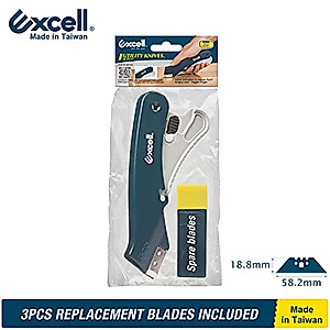 Excell Heavy Duty ACTION-9 Retractable Utility Knife with Safety Lock Design for Opening Box and Carton, Box Cutter With Extra 3pc Blades (ACTION-9)