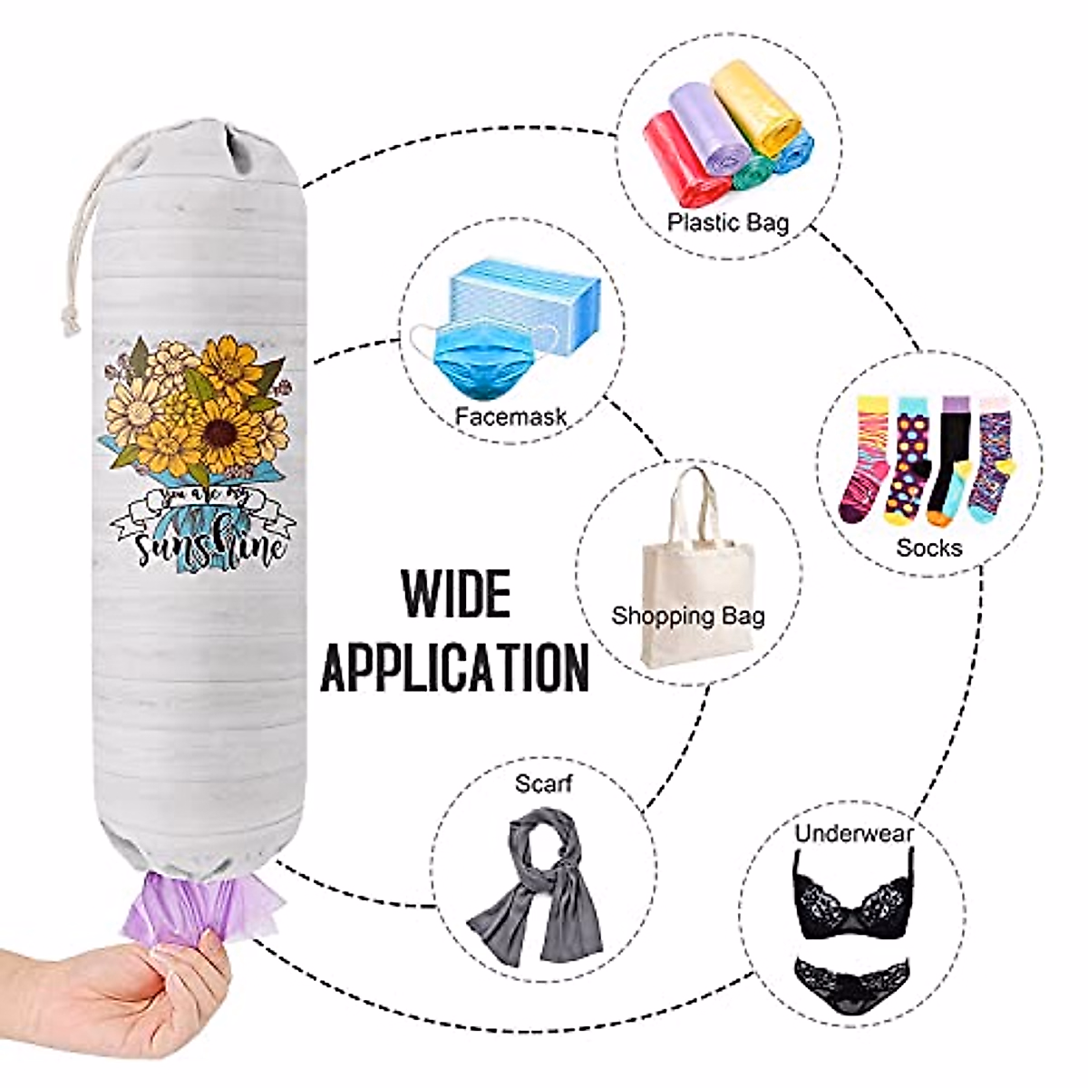 You are My Sunshine, Grocery Bags Holder Organizer for Shopping Bags，Wall Mount Plastic Bags Storage Container Dispensers, Gift for Women Mother Grandmother Friend