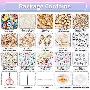 QUEFE 13000pcs, 60 Colors, Clay Beads for Bracelet Making Kit, Flat Round Polymer Heishi Beads with Letter Beads for DIY Craft Gifts, Necklace Jewelry Making, Set for Girls 8-12