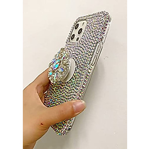Max-ABC Compatible with Samsung Galaxy Note 10 Plus Glitter Case,3D Diamond Crystal Rhinestone Women Girls Rainbow Shiny Sparkle Bling Glitter Protective Phone Case Cover with Kickstand