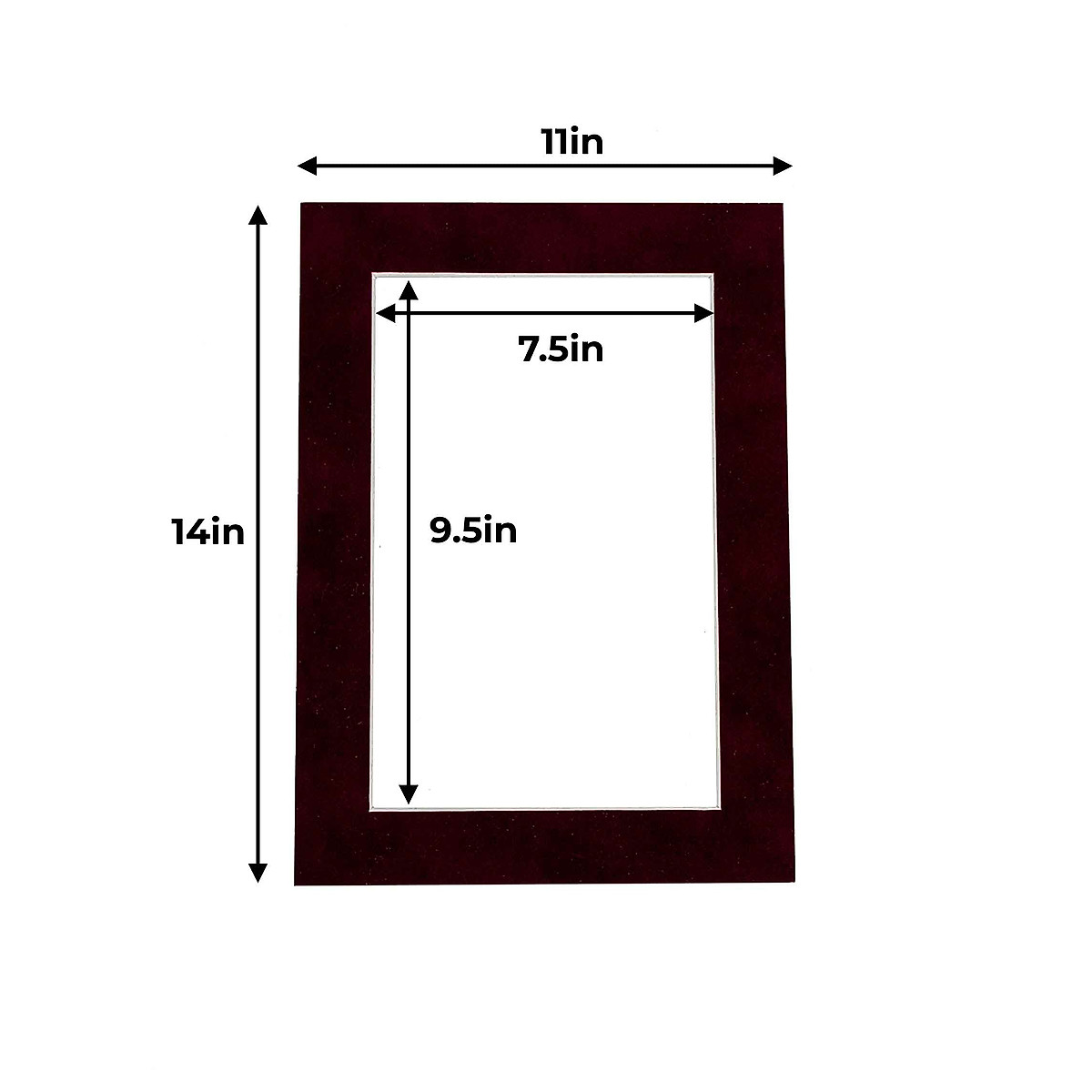 11x14 Mat for 8x10 Photo - Precut Dark Red Suede Picture Matboard for Frames Measuring 11 x 14 Inches - Bevel Cut Matte to Display Art Measuring 8 x 10 Inches - Acid Free ONE MAT