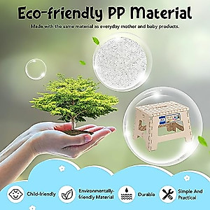 ACKO Folding Step Stool 9 Inch Step Stool 300 lb Capacity Plastic Foldable Step Stools for Kids and Adults, Folding Stool Suitable for Kitchen, Stepping Stool with Handle Khaki Small Step Stool 1PC