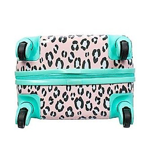 CRCKT Kids Hardside Spinner Animal Print,Lightweight, Pink and Mint Green, Carry-On 21-Inch