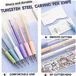 Paper Cutter Pen,Dapoprren Craft Cutting Pen,Knife Pen Craft Cutting Tools,Creative Retractable Precision Paper Cutting Carving Tools-6PCS