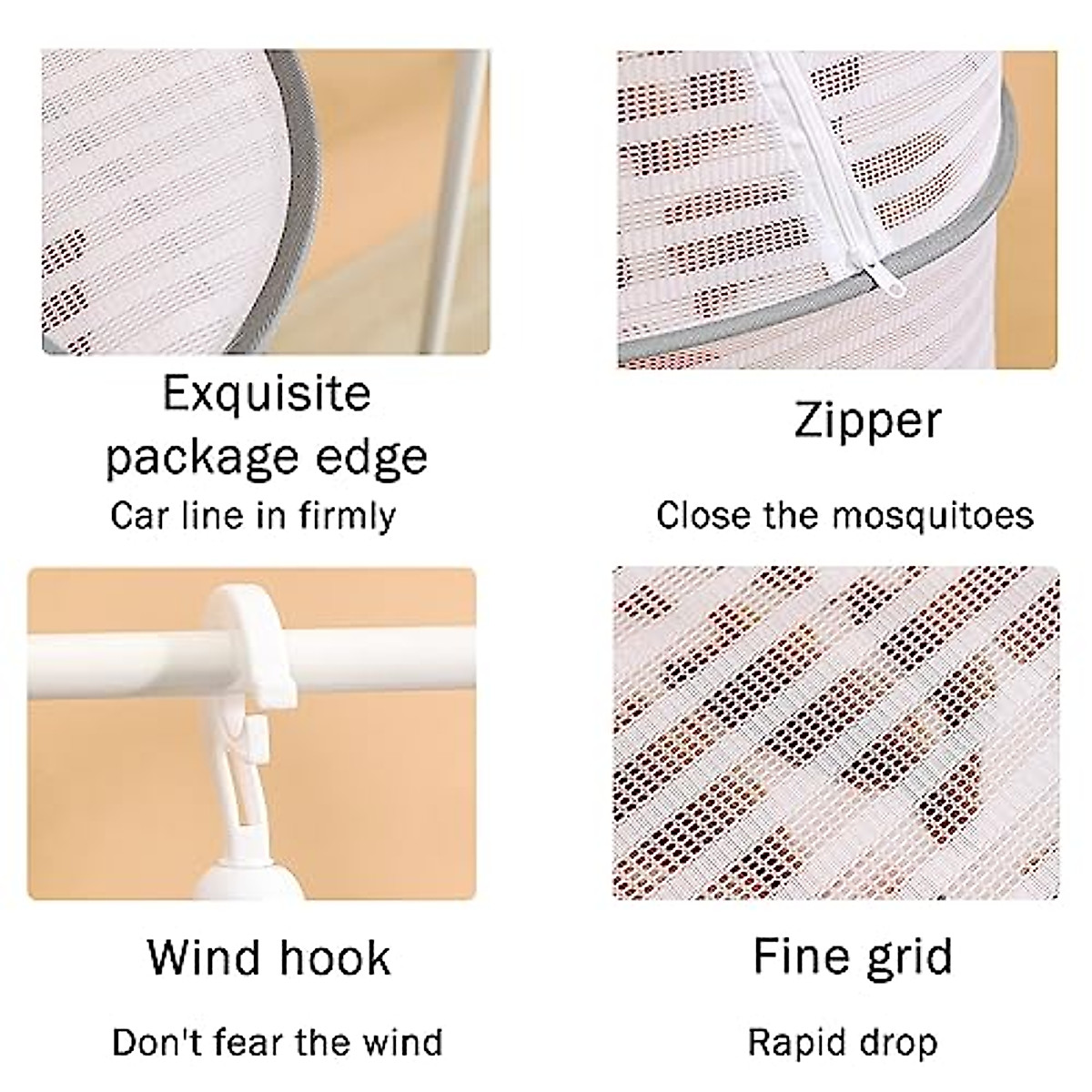 KASCLINO Herb Drying Rack 3 Layer Hanging Mesh Net, Foldable Herb Dryer Hanging Rack with Zipper, for Buds, Fruits, Hydroponics Flowers, Vegetables, Fish, Clothes, Doll(White)