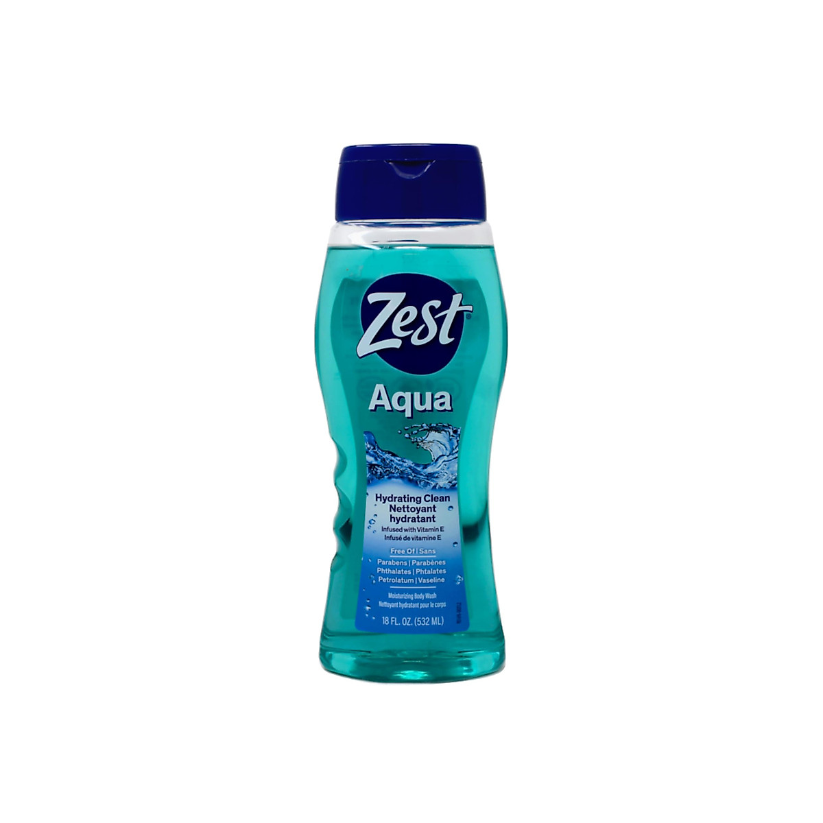 Zest Aqua Hydrating Body Wash, 18 Fl Oz (Pack of 6) - Moisturizing & Refreshing Shower Gel, Easily Lathers for a Relaxing Bubble Bath - Foaming & Exfoliating Skin Cleanser for a Smooth & Clean Skin