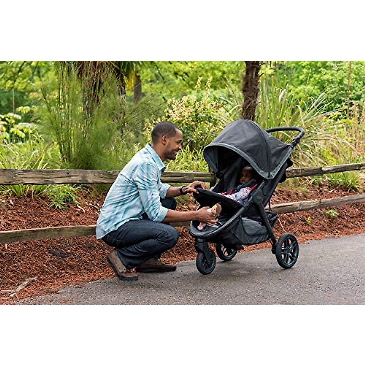 Britax B-Free Stroller, Frost - All Terrain Tires - Adjustable Handlebar - One Hand Fold - Large UV50 Canopy