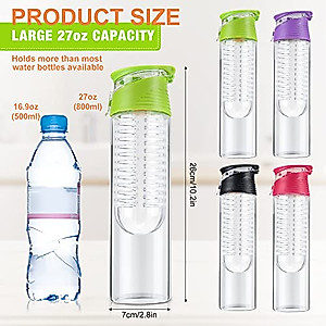 Lallisa 4 Pieces 28 oz Fruit Infuser Water Bottle Leakproof Water Infuser Bottle Large Capacity Plastic Infused Water Bottles for Women Men Gym Bike Camping Travel Tea Drink Gift, Multicolor