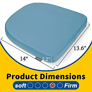 SINOSSO Modern Faux Leather 14" Metal Chair Cushion, Leathaire Magnetic Chair Pad for Dining Kitchen Cafe Bistro Stackable Chair (U-Shape, Blue, 1)