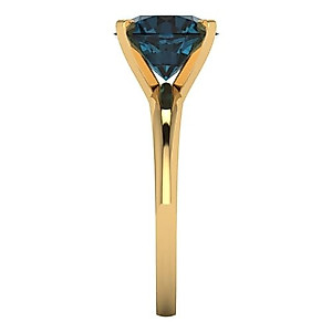 Clara Pucci 2.50ct Round Cut Solitaire Natural London Blue Topaz Engagement Bridal Promise Anniversary Ring in 18K Yellow Gold 5.25