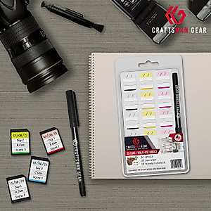 CGI Color (6) Coded Self Adhesive 120 SD Card Labels, 6 Cases, Felt Pen & Container Made in USA Removable Smudge Residue Free Writable Water Fade Resistant Stickers to Organize Memory Cards