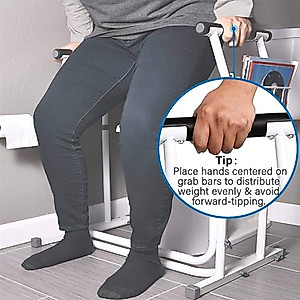 Vaunn Medical Bathroom Adjustable Height Toilet Rail Grab Bar and Commode Safety Frame Handle