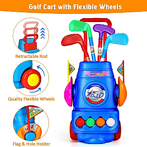 Meland Kids Golf Club Set - Toddler Golf Ball Game Play Set Sports Outdoor Toys Birthday Gifts for Boys Girls 3 4 5 6 Year Old (Blue)